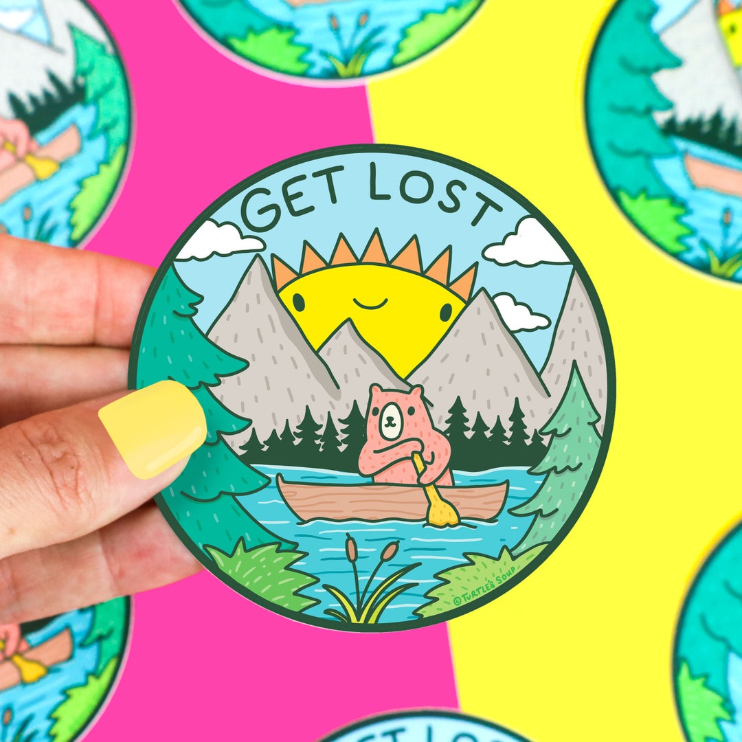 Get Lost Sticker, Funny Vinyl Stickers, Outdoorsy Decals, Cute, Animal ...