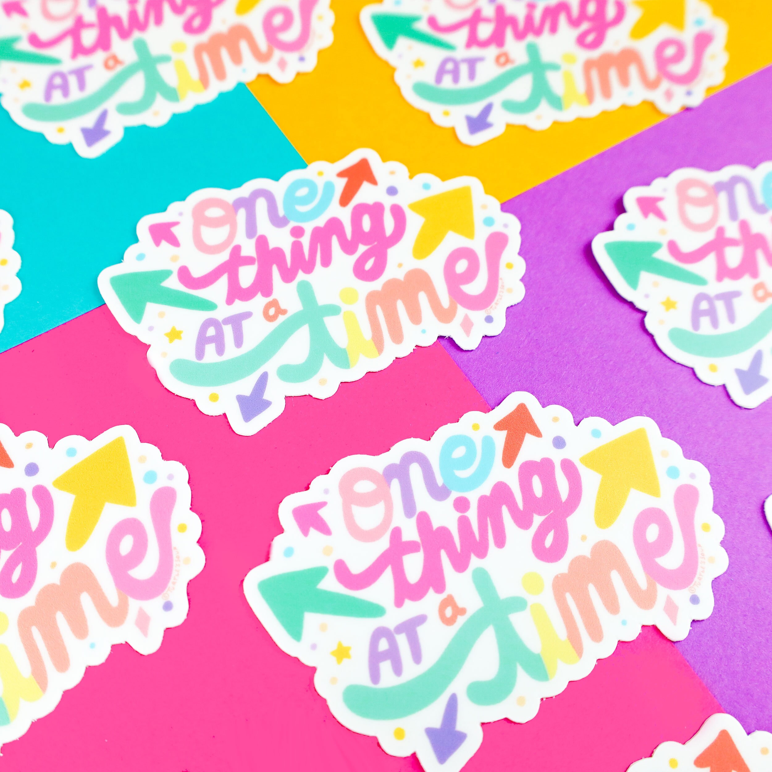 One Thing at A Time Vinyl Sticker Colorful Positivity Hand | Etsy