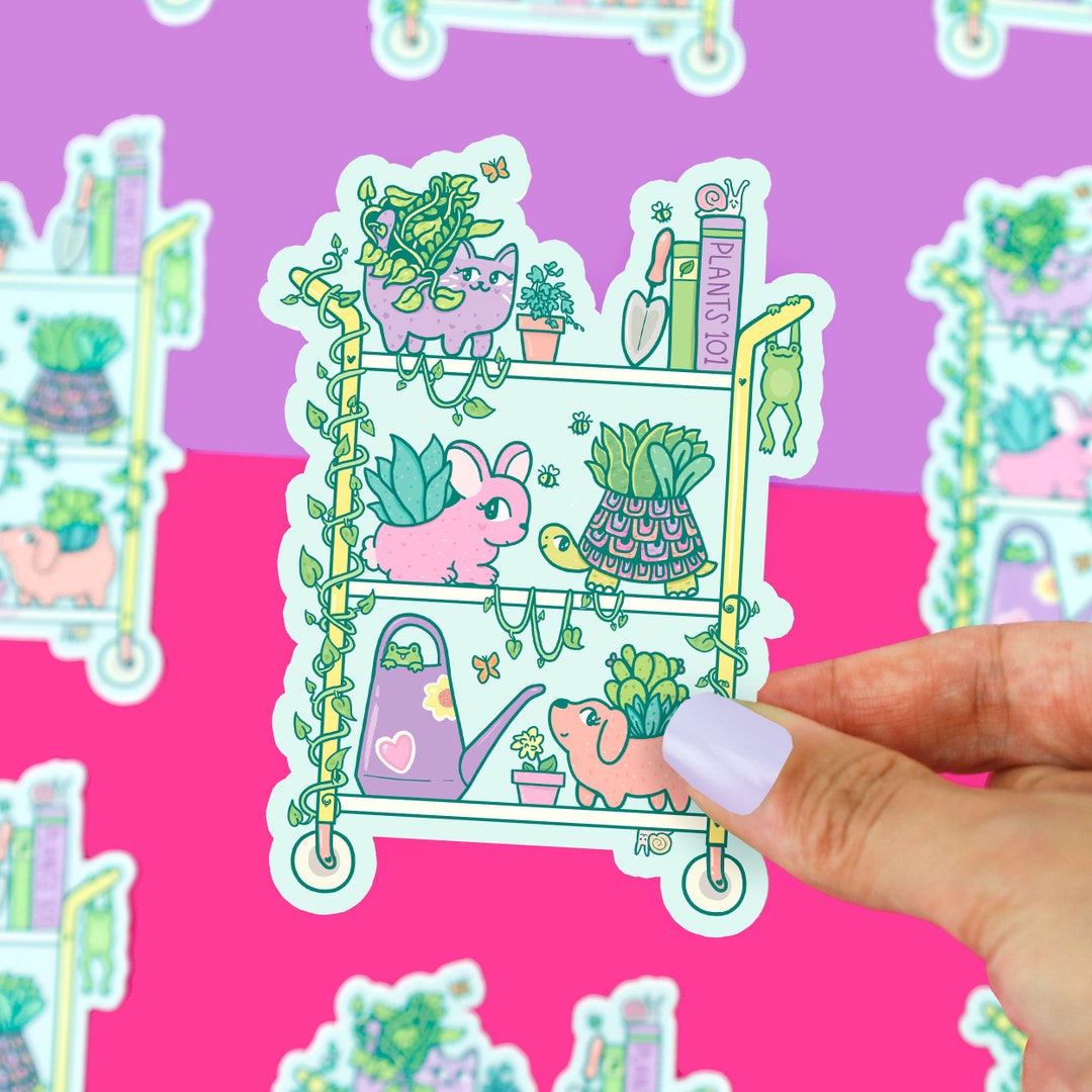 Planter Pets Vinyl Sticker, Planter Pets on Garden Cart, Cute Garden ...