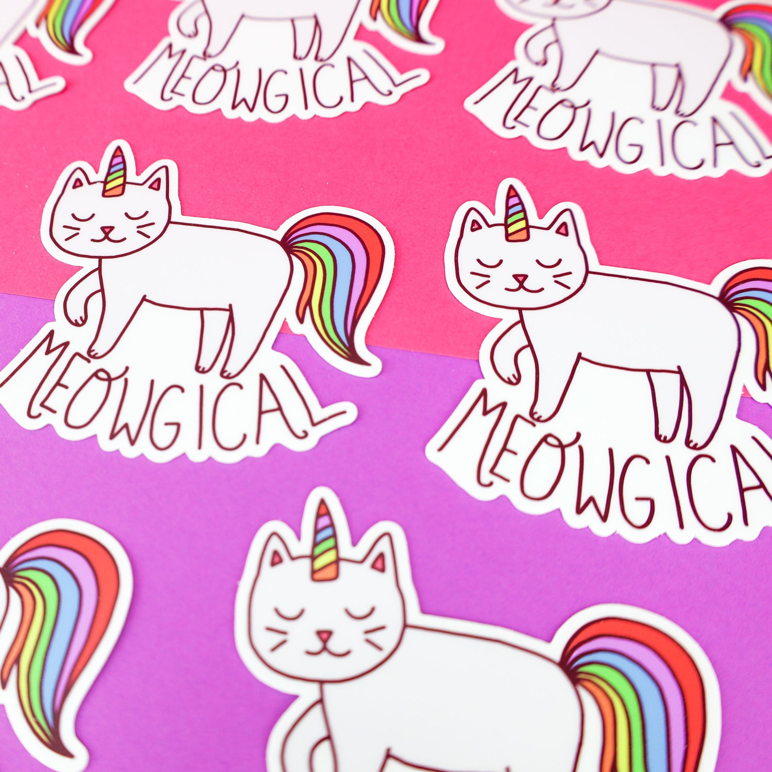 Cat Sticker Unicorn Decal Rainbow Funny Stickers Vinyl - Etsy