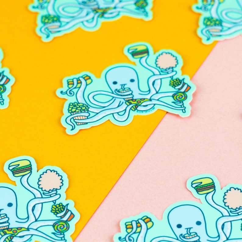 Octopus Sticker Aquatic Decal Ocean Animals Funny Stickers | Etsy