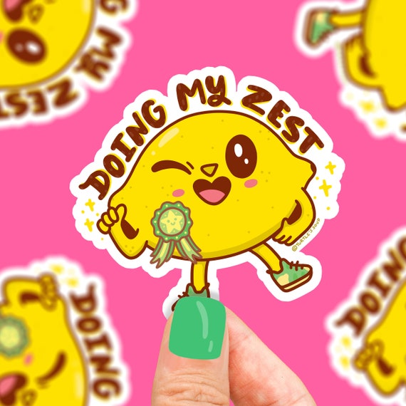 Doing My Zest Lemon Sticker Funny Sticker Art Lemon Pun - Etsy