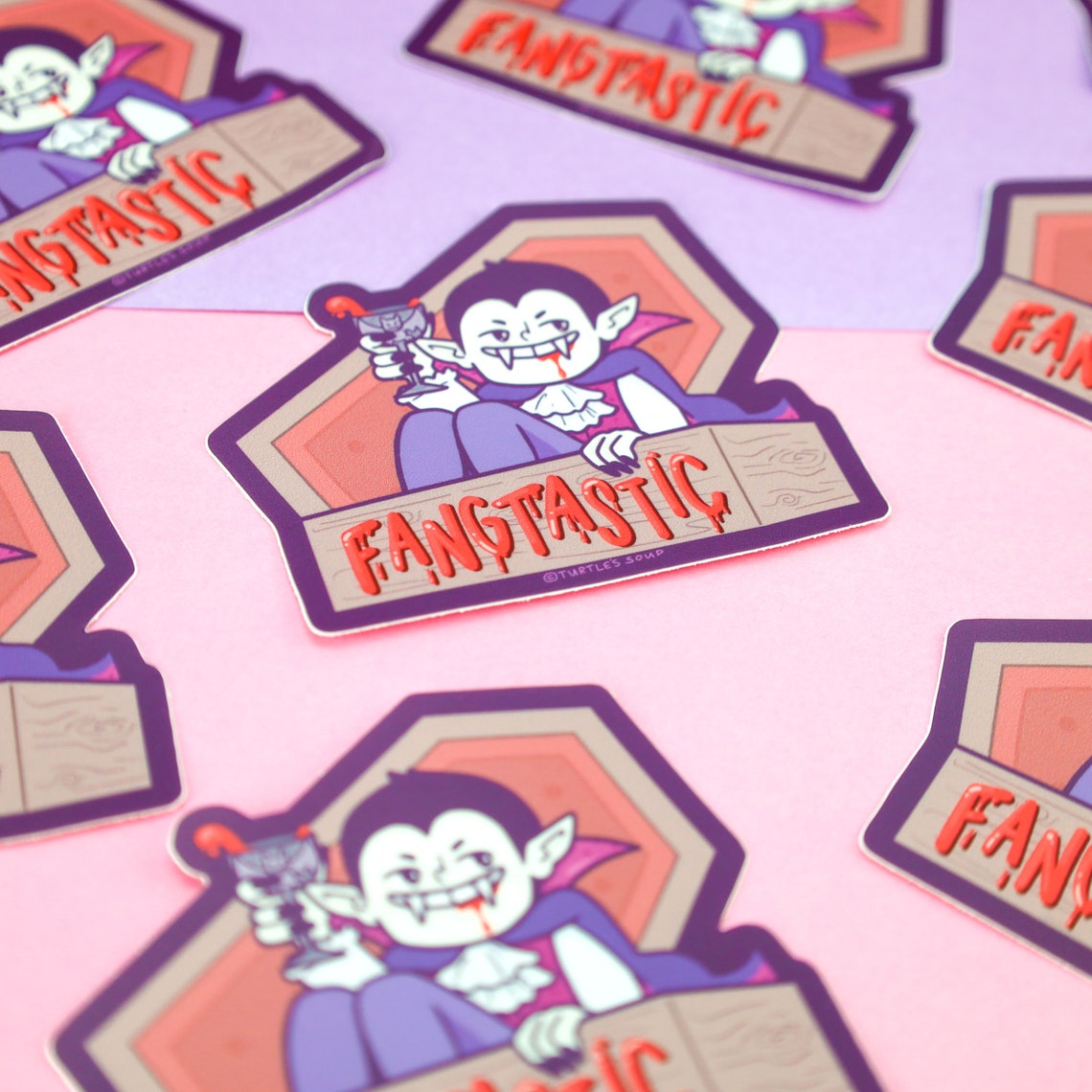 Vampire Sticker Fangtastic Halloween Sticker Art Coffin - Etsy