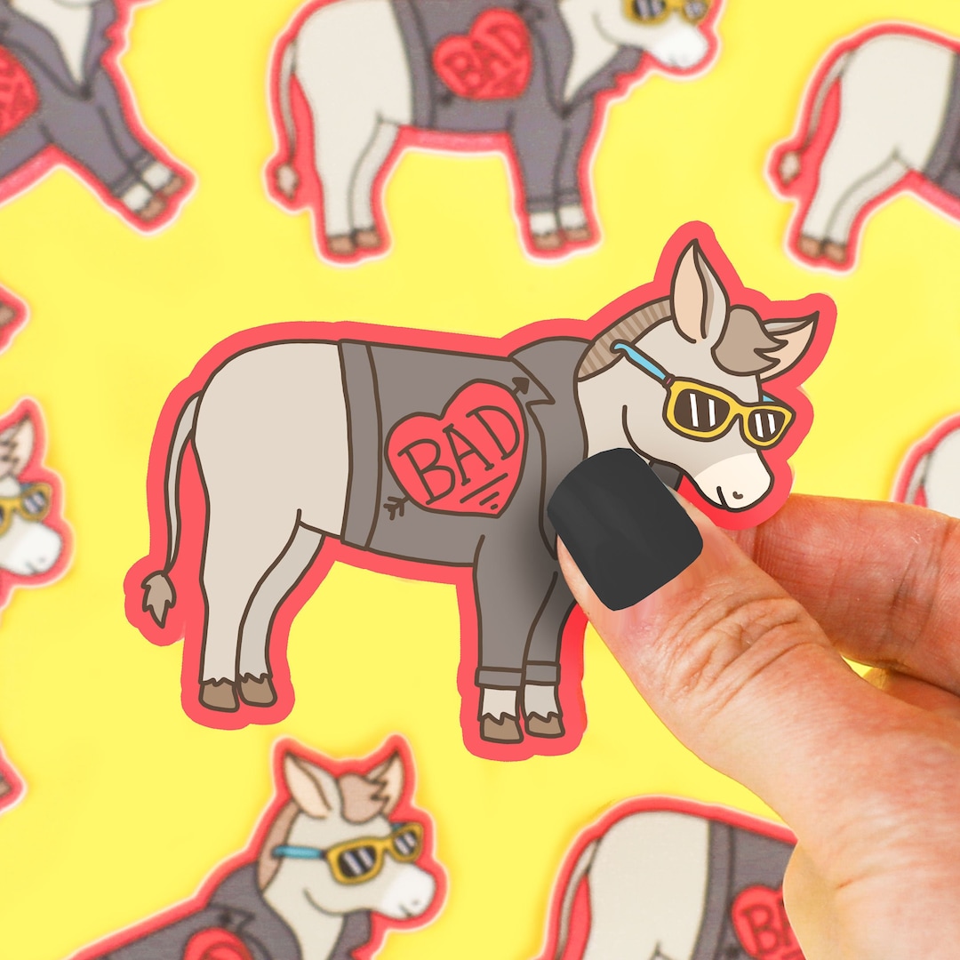 Bad Ass Sticker, Donkey Decal, Funny Vinyl Sticker, Humorous Decal ...