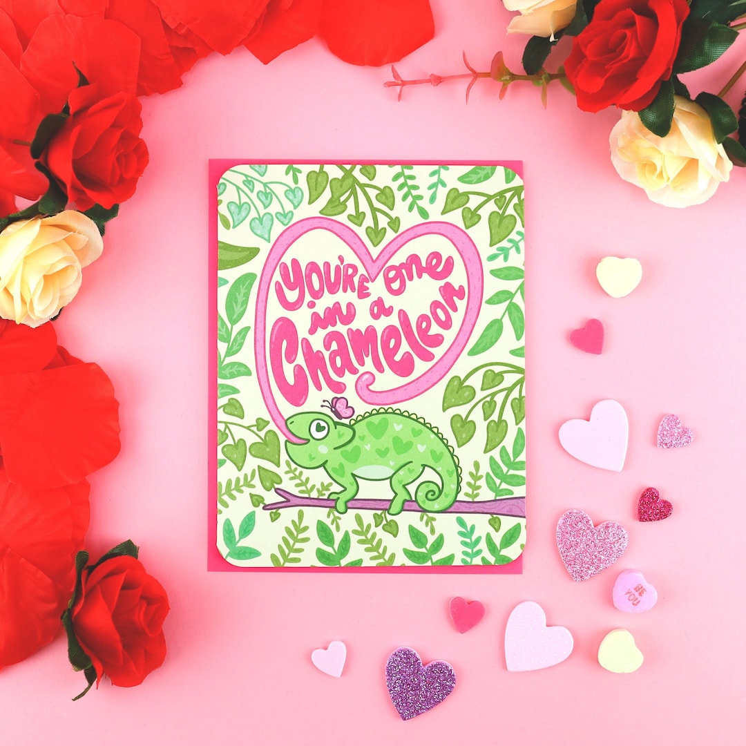 You're One in a Chameleon, Valentine's Day Card, Cute Lizard, Romantic ...