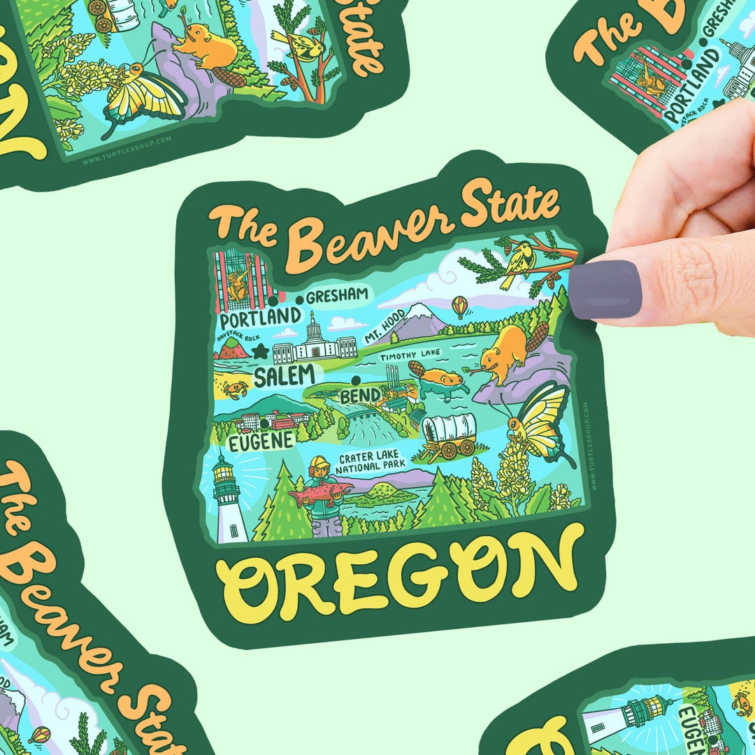 Oregon Waterproof Sticker, the Beaver State, Portland, National Parks ...
