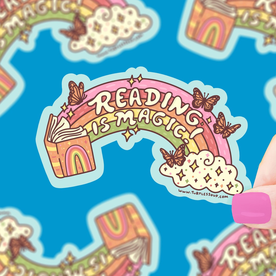 Reading is Magic Sticker: Rainbow Book Lover Vinyl Decal - Etsy