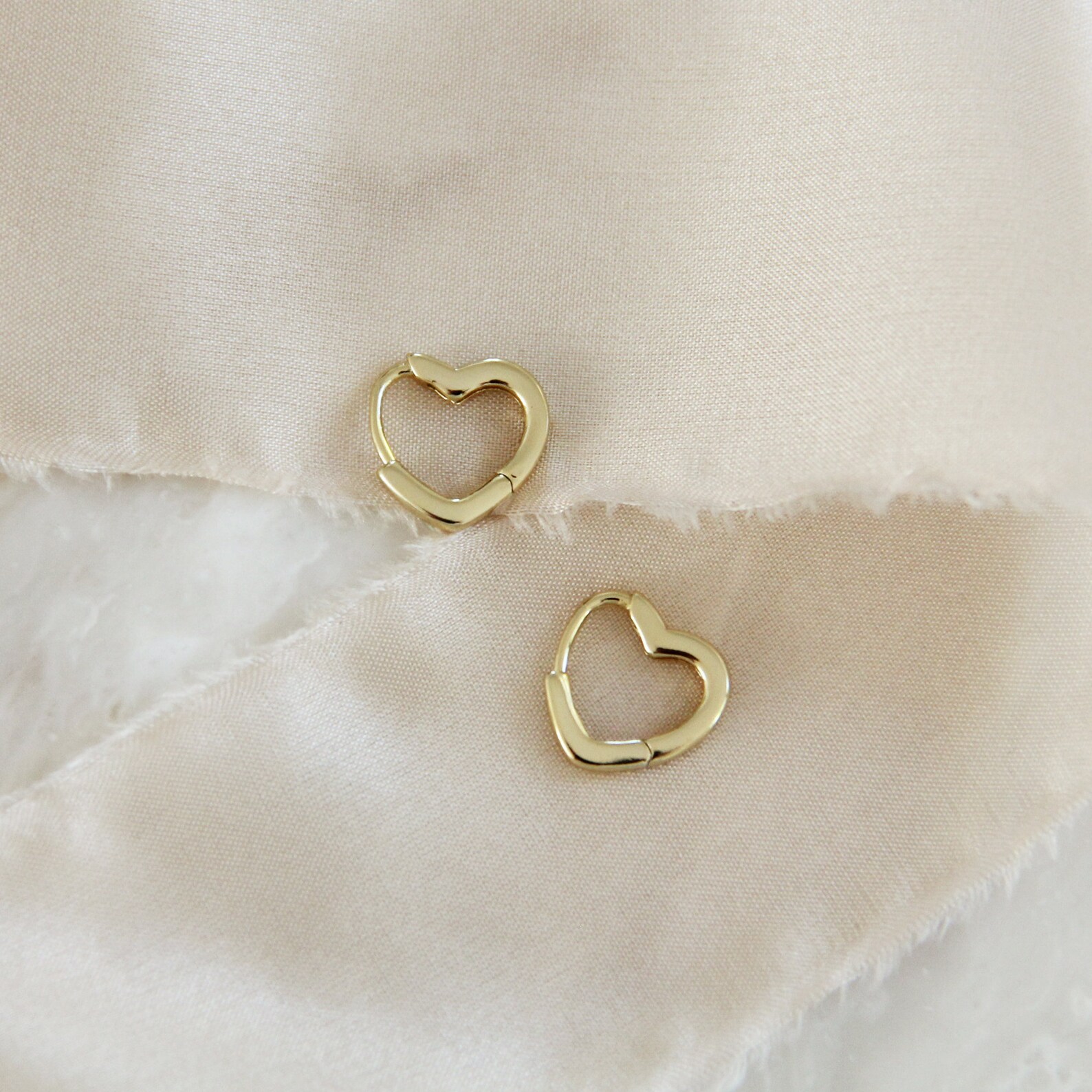 Heart Hoop Earrings Heart Huggies Heart Shape Hoops Heart - Etsy