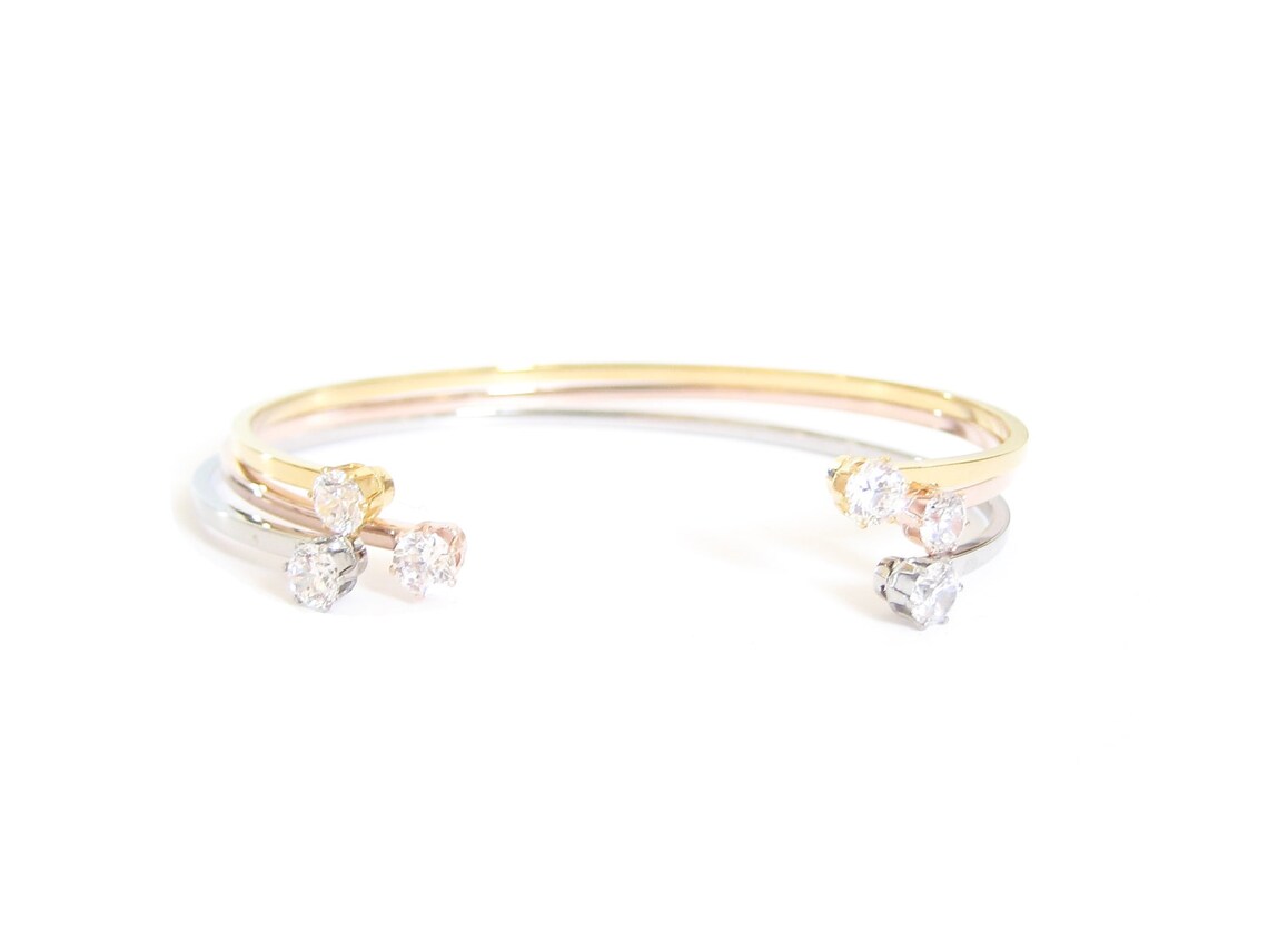 Two Stone Open Cuff Bracelet Dual Stone Bracelet Cuff - Etsy