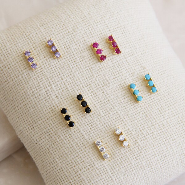 Cz Bar Stud Earrings - Etsy