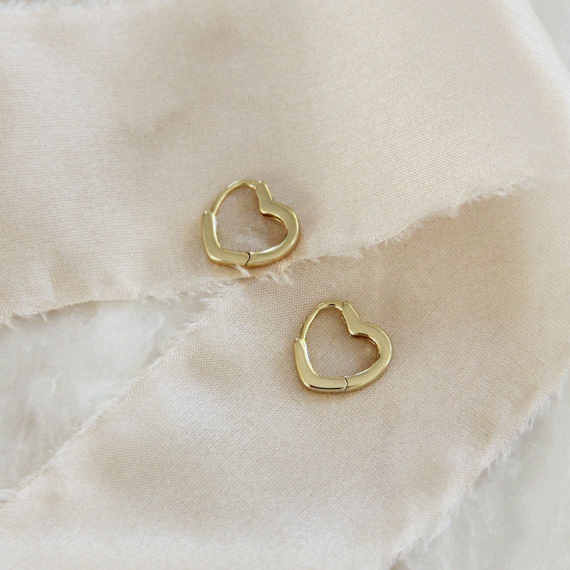 Heart Hoop Earrings Heart Huggies Heart Shape Hoops Heart - Etsy