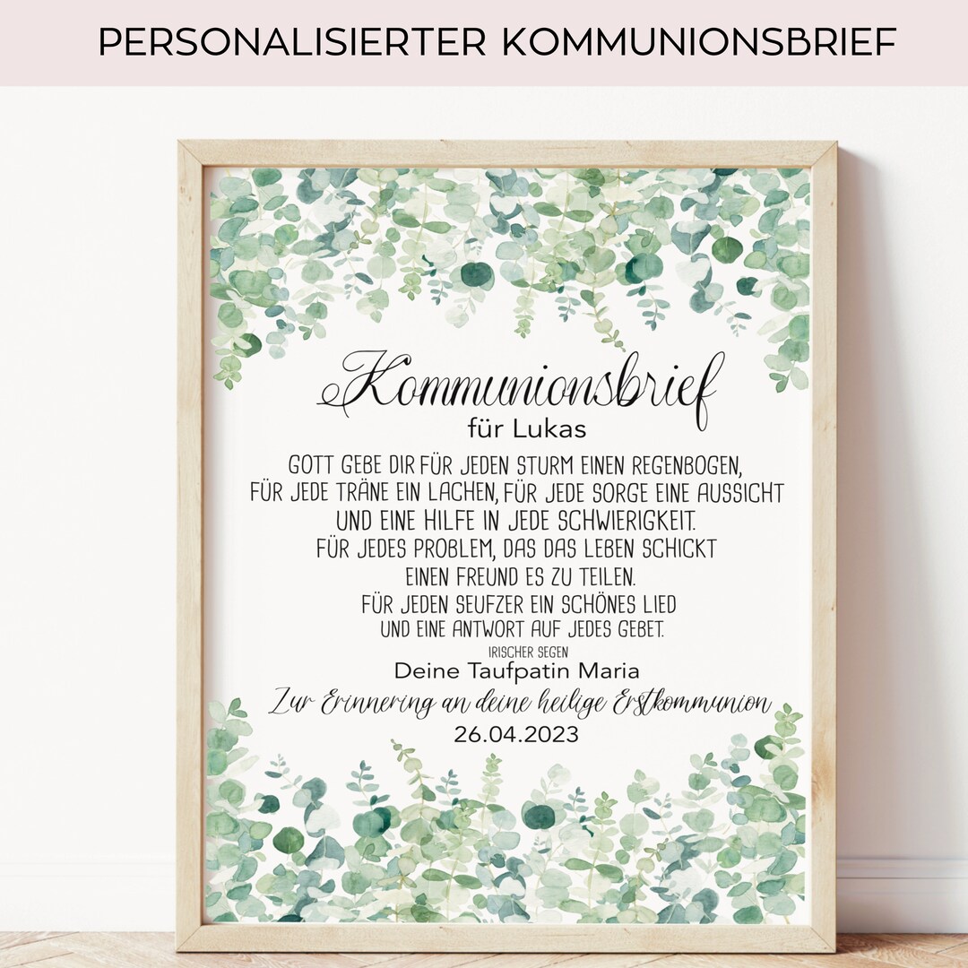 Personalized Poster for Communion / Baptism / Confirmation, Communion ...