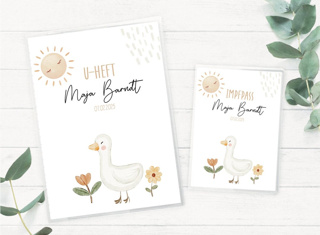 U-book Cover and Vaccination Certificate Cover Set Baby Duck Boho ...
