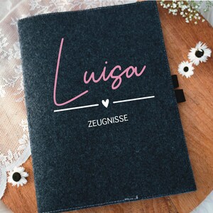 Personalisierte Zeugnismappe aus Filz mit Namen Geschenkidee zur Einschulung Filzmappe mit Namen ...