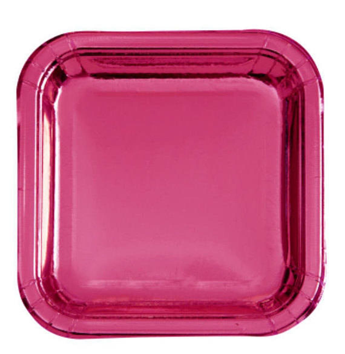 Hot pink paper plates pink foil tableware foil paper plates - Etsy Italia