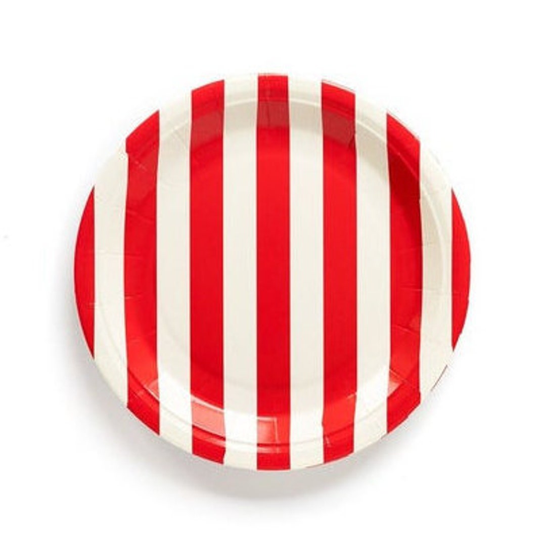 Red and White Striped Plates Stripes Circus Carnival Paper Plates ...