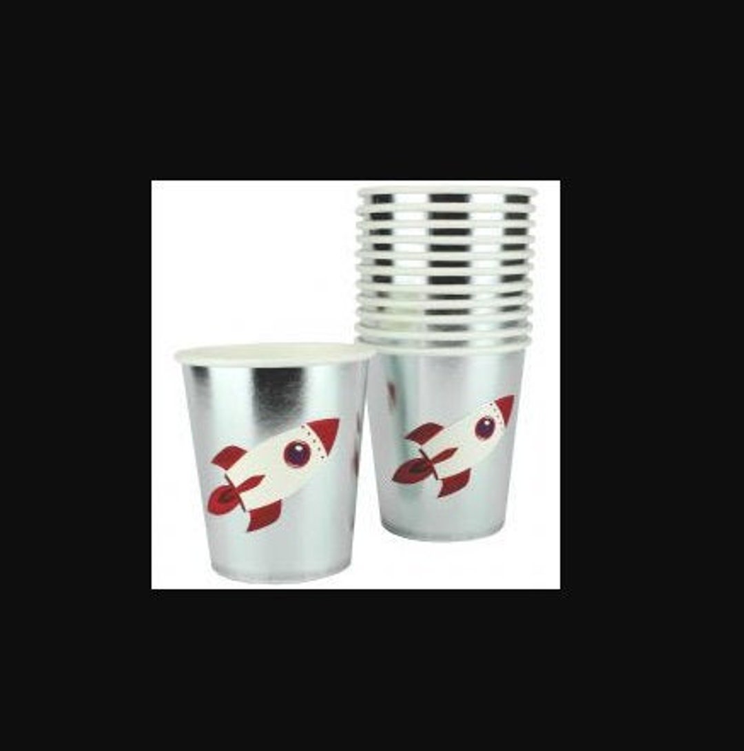 12 X Rocket Ship Cups Silver Cups Boy Birthday Space - Etsy