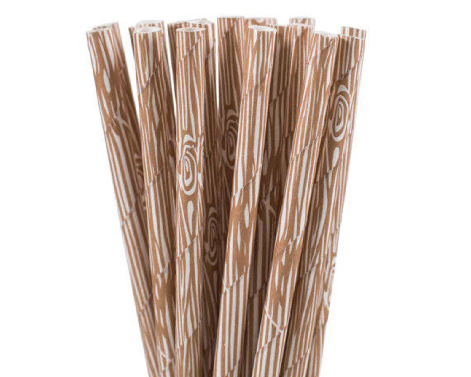 25 X Wood Grain Straws, Woodland Theme, Drinking Straws, Lumberjack ...