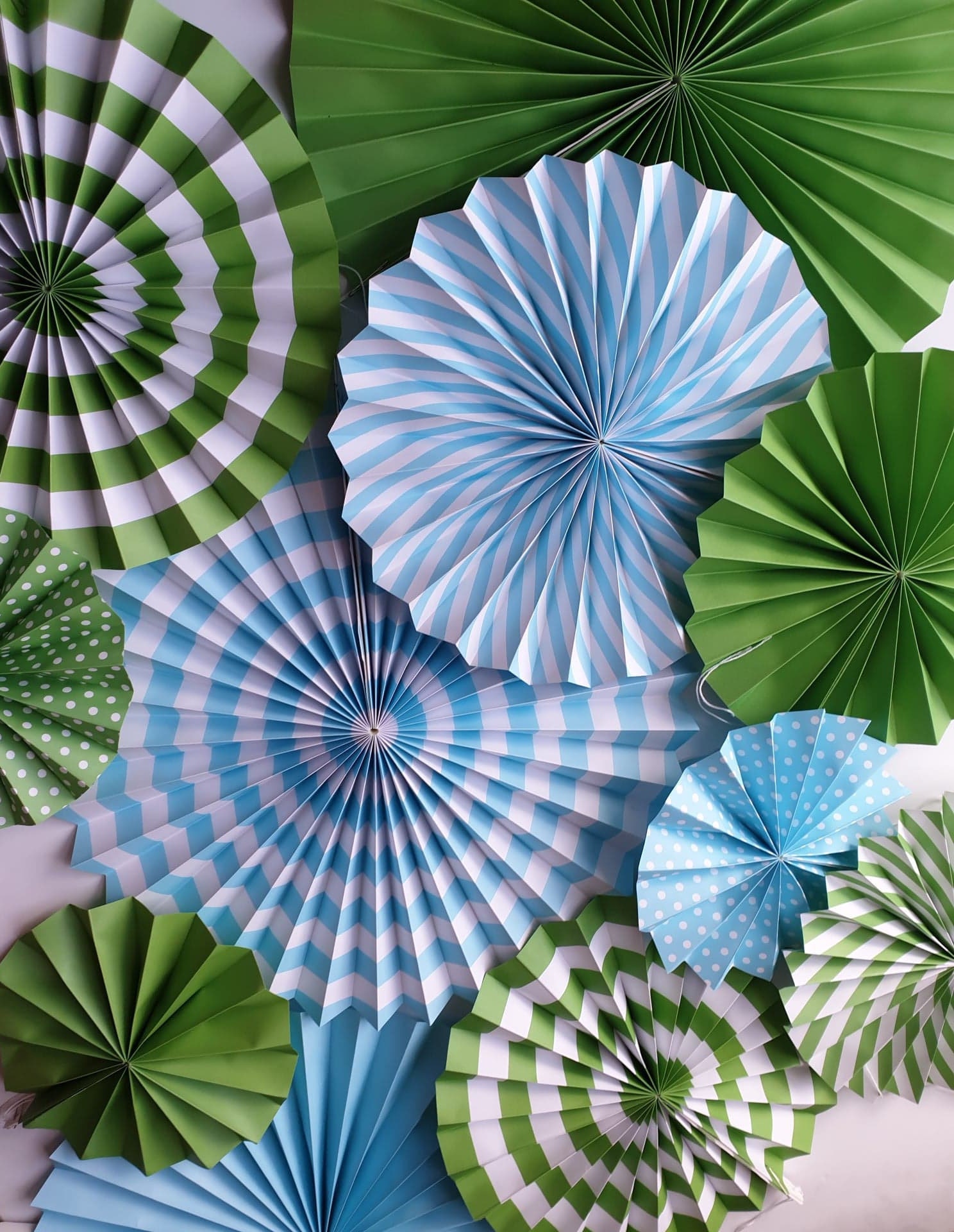 Blue and Green Pinwheels, Hanging Decorations Boy Birthday Baby Shower ...