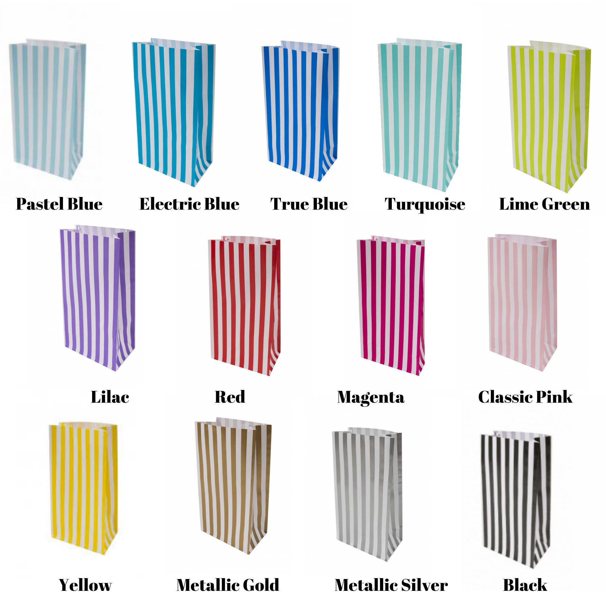 10x Striped Loot Bags 13 Colours Striped Paper Bag Candy Bag Paper Bags ...