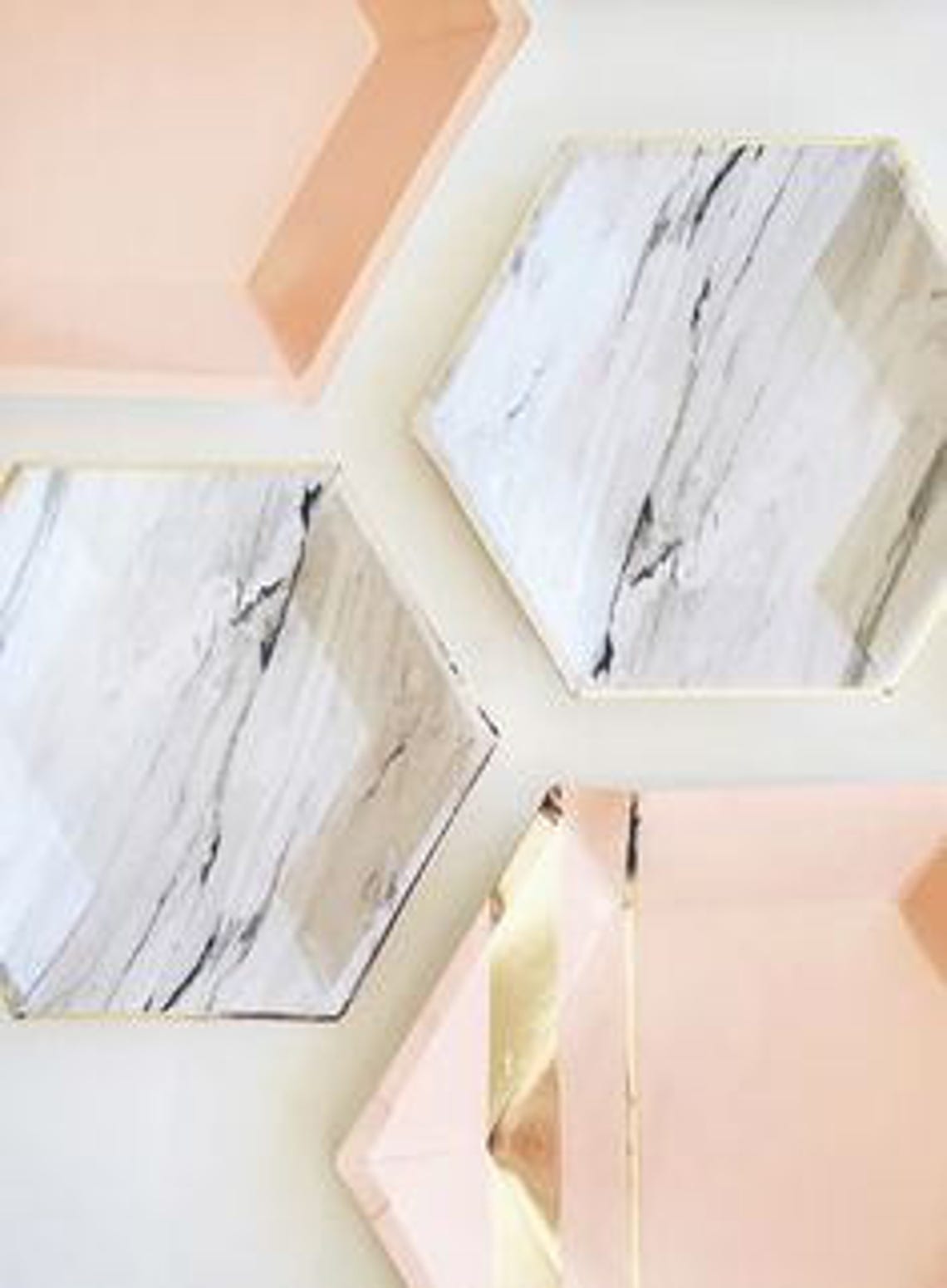 8 X Marble Paper Plates Hexagon Plates Paper Cake Plates - Etsy