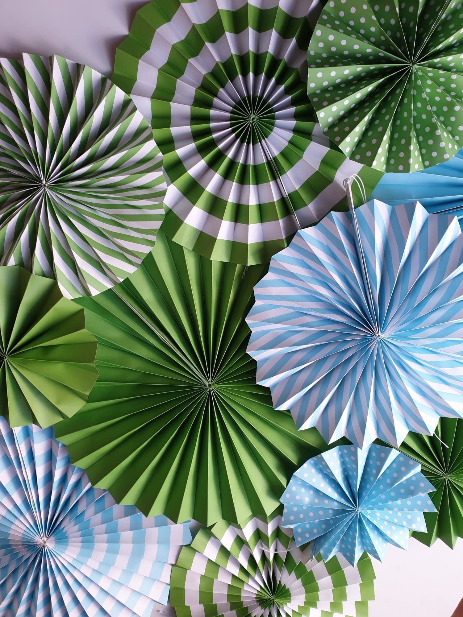 Blue and Green Pinwheels, Hanging Decorations Boy Birthday Baby Shower ...