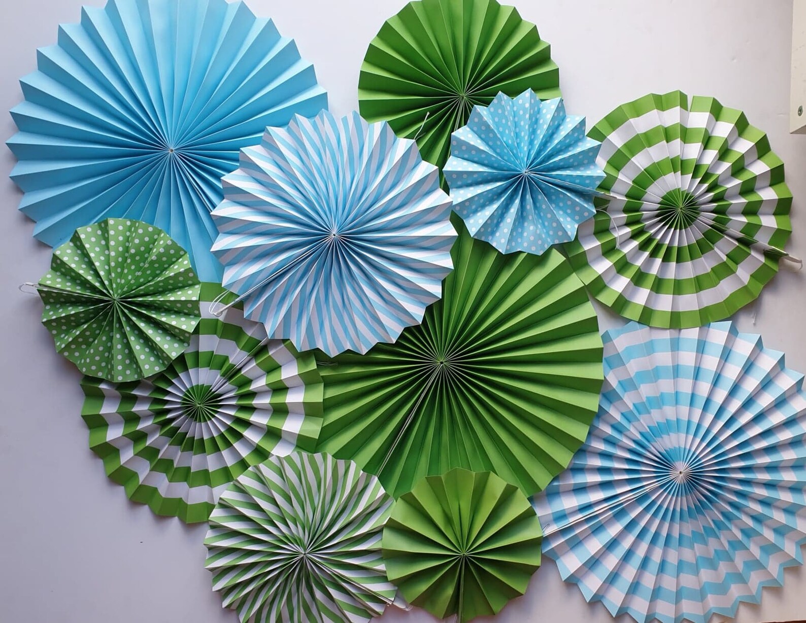 Blue and Green Pinwheels, Hanging Decorations Boy Birthday Baby Shower ...