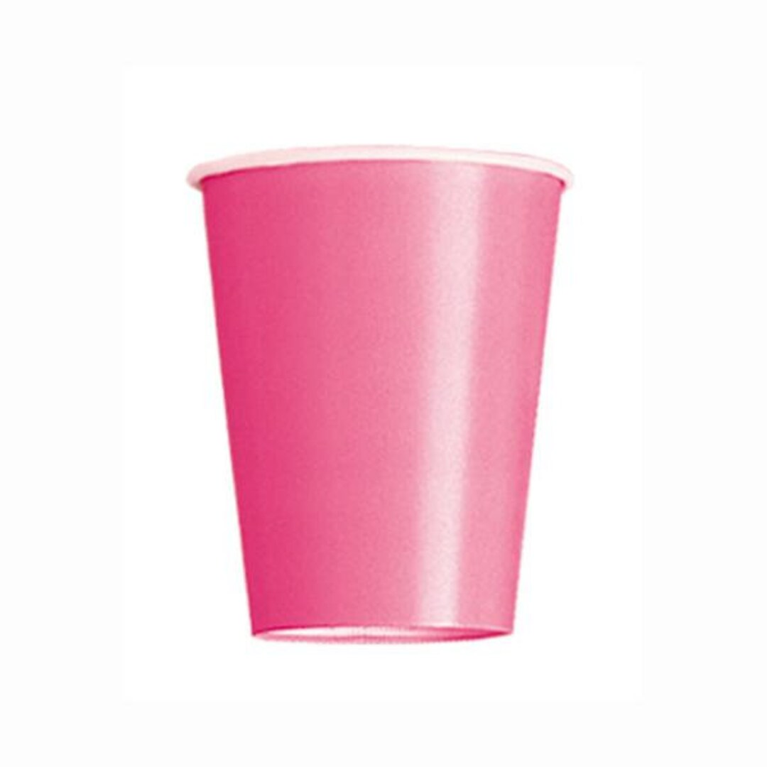 Hot Pink Cups Paper Cups Girls Birthday Neon Pink Party Theme Princess ...
