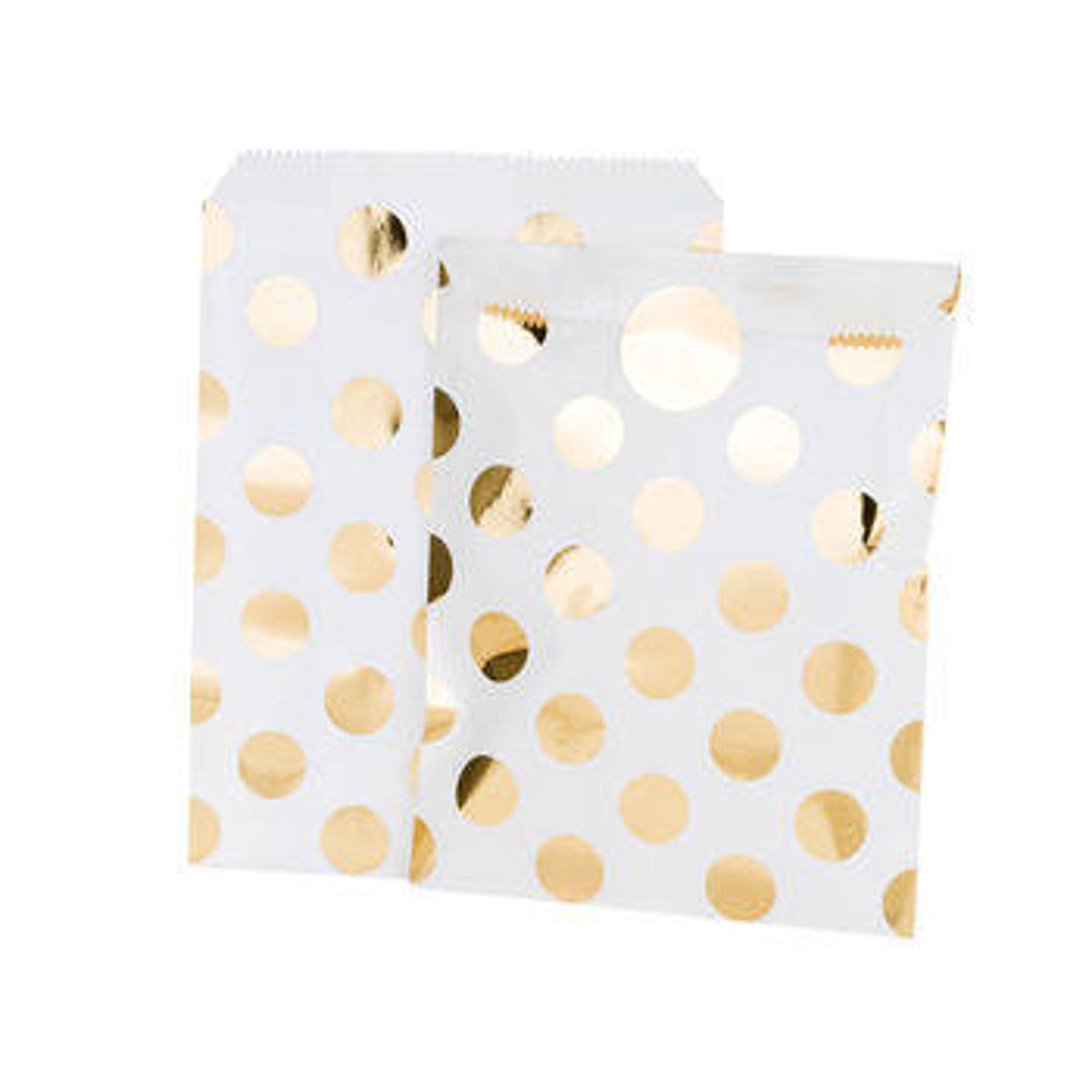 8 X Gold Spot Bag, Gold Foil Paper Bag, Dotty Bags, Pink and Gold ...