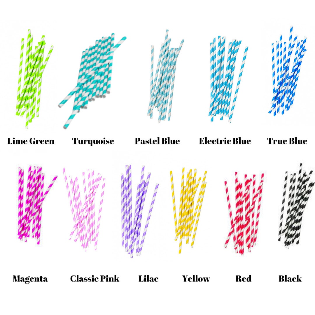 Striped Paper Straws, Bright Straws Circus Theme Rainbow Drinking ...