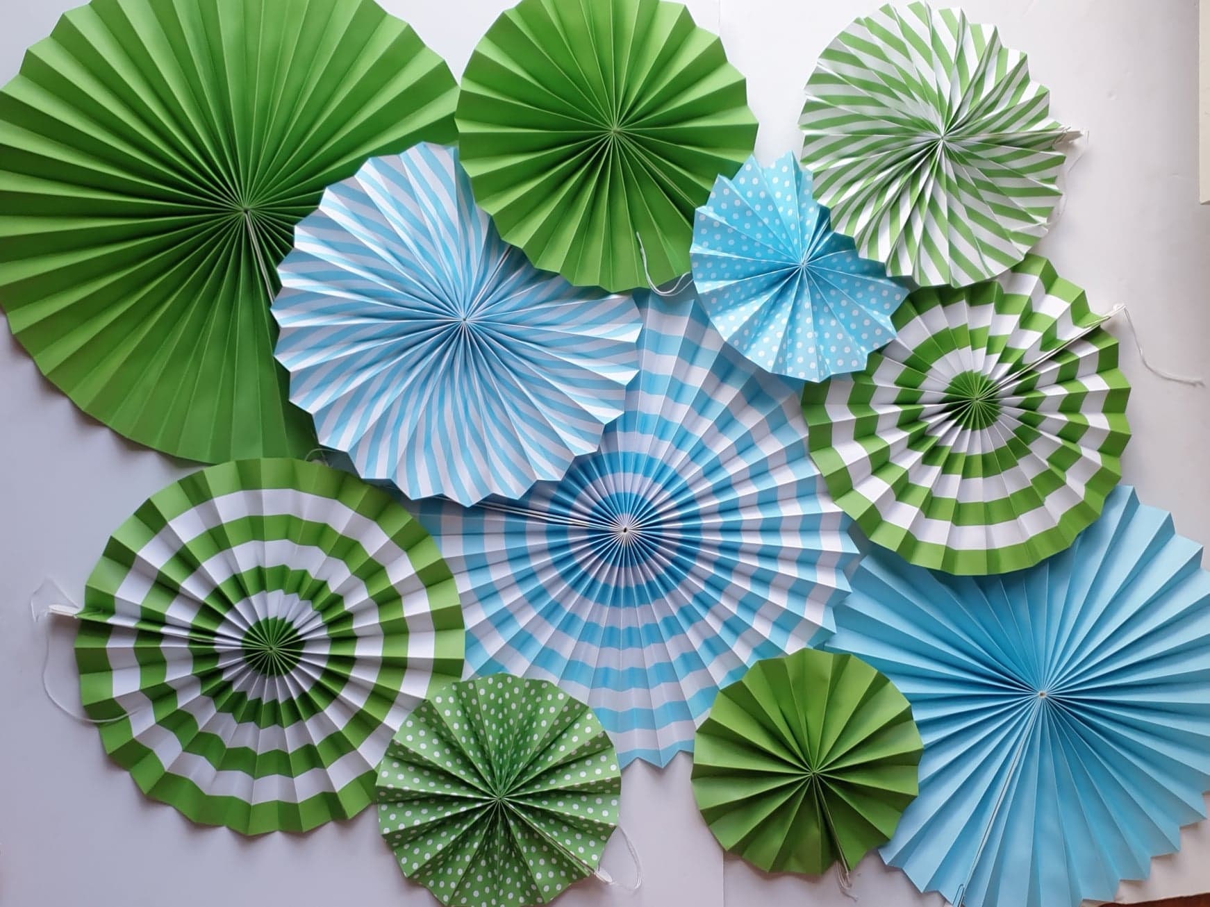 Blue and Green Pinwheels, Hanging Decorations Boy Birthday Baby Shower ...