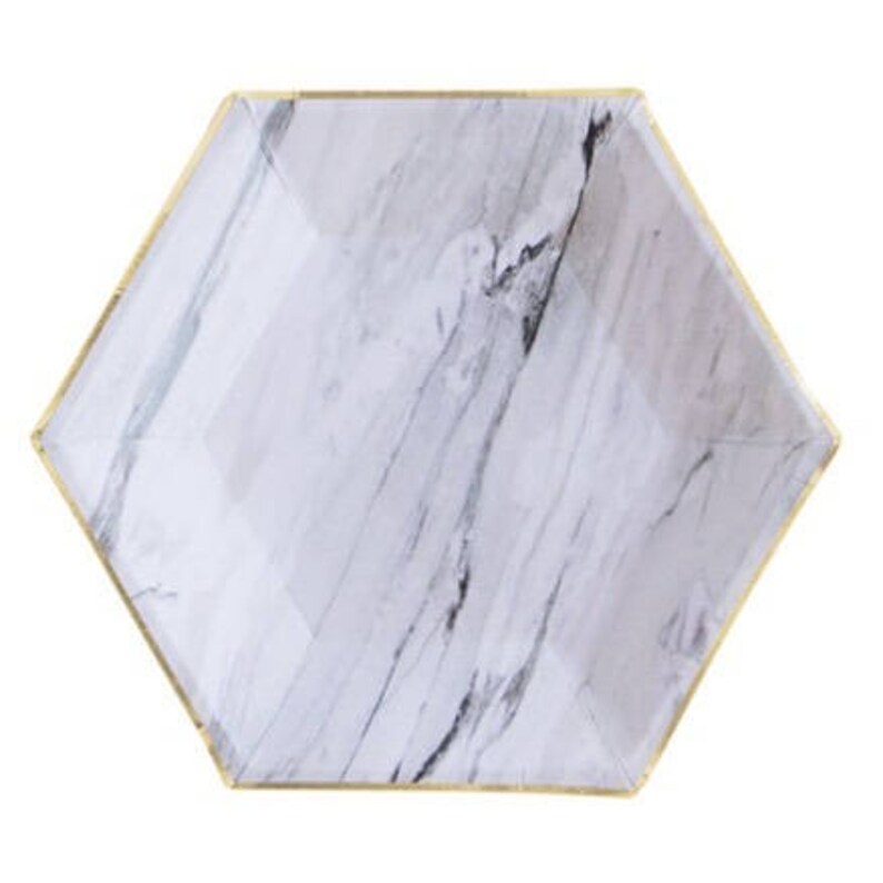 8 x marble paper plates hexagon plates paper cake plates | Etsy