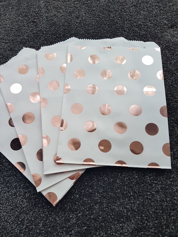 8 X Rose Gold Spot Bag Treat Bag Gold Foil Paper Bag Rose - Etsy
