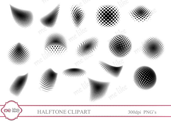 Halftone Clip Art INSTANT DOWNLOAD 16 Individual Png Files | Etsy