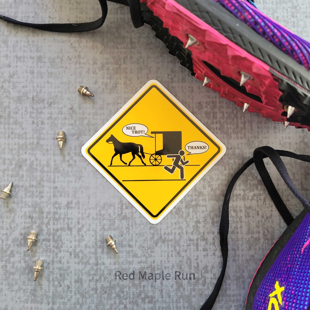 GLOSSY- Running With Amish- Funny Runner Sticker - Etsy