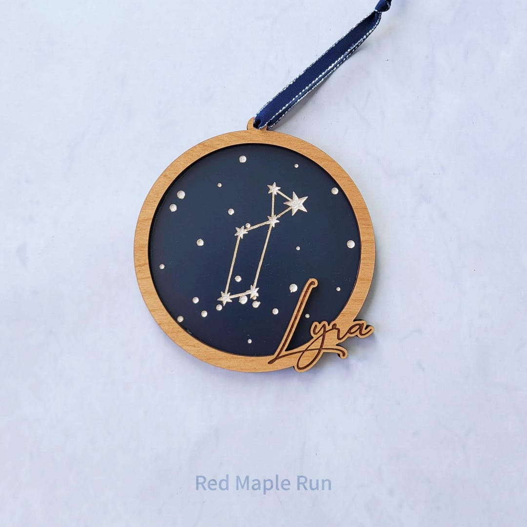 LYRA Constellation - Zodiac Ornament - Wooden Christmas Ornament - With ...
