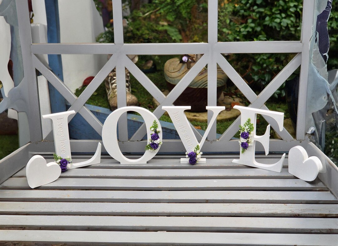 20cm Custom love Letters With Engraved Hearts & Flowers Home Décor or ...