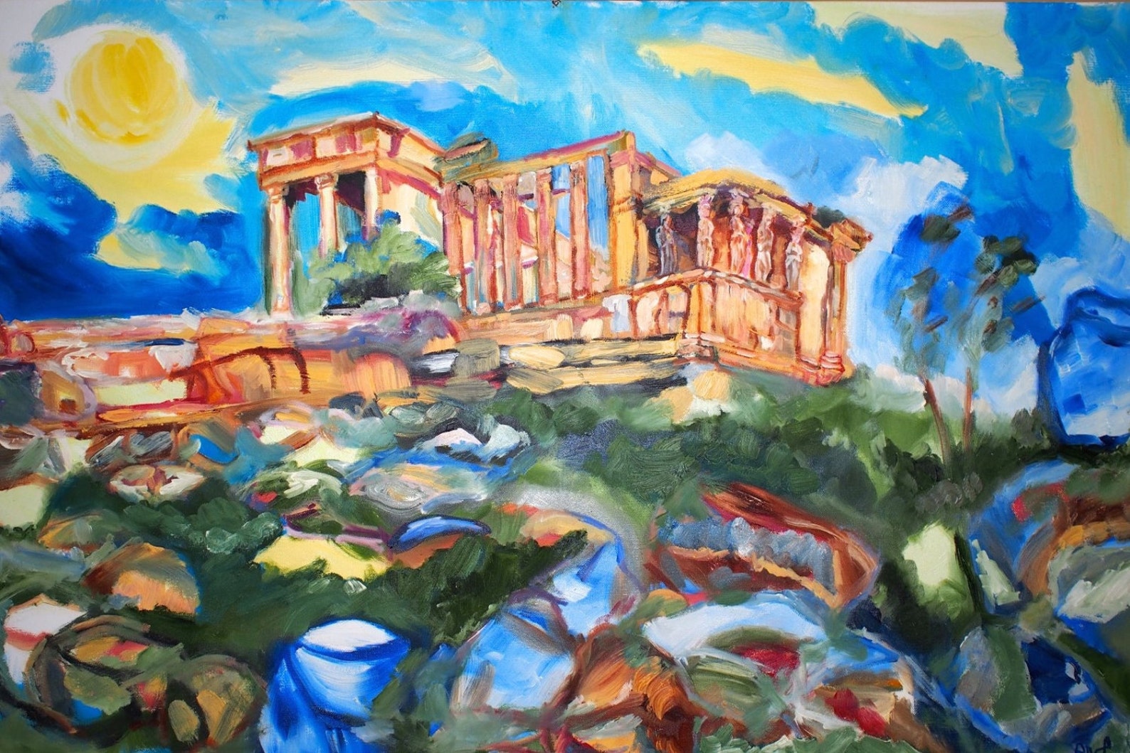 Greece Athens on the Acropolis Original Oil Painting on 24x36 Inch ...