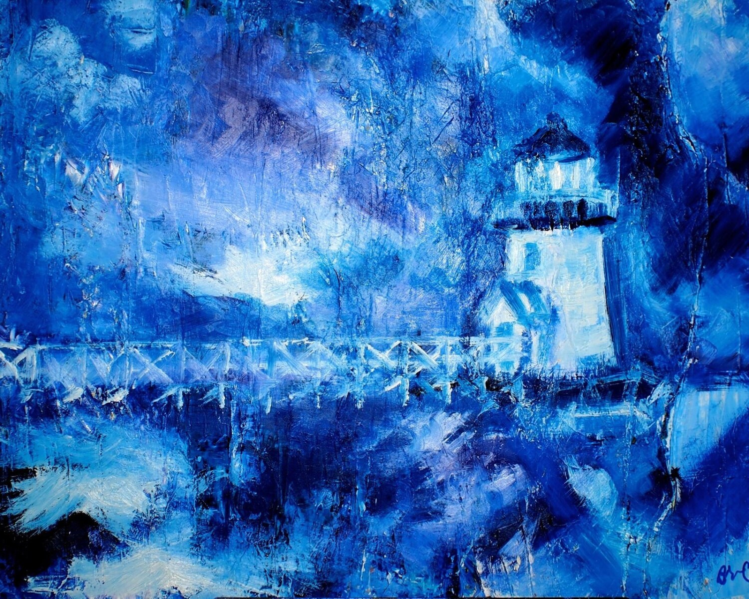 Lighthouse Water Shore Original Oil Painting 18 X 24 Inch - Etsy