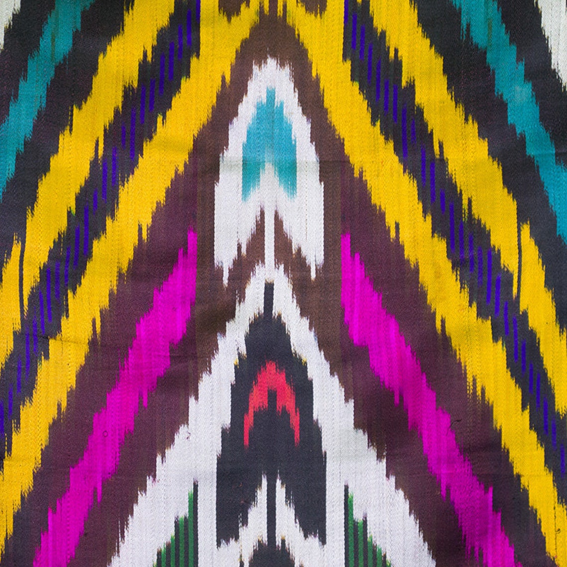Vintage Handmade 100% Silk Ikat Khan-atlas Fabric From Uzbelistan - Etsy