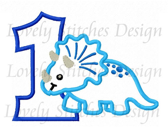 Dinosaur With Number 1 Applique Machine Embroidery Design NO:0491 - Etsy