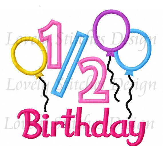 1/ 2 Birthday Applique Machine Embroidery Design NO:0320 | Etsy