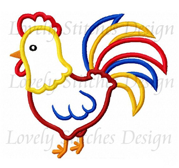 Rooster Applique,rooter Embroidery,farm Animal Applique,machine ...