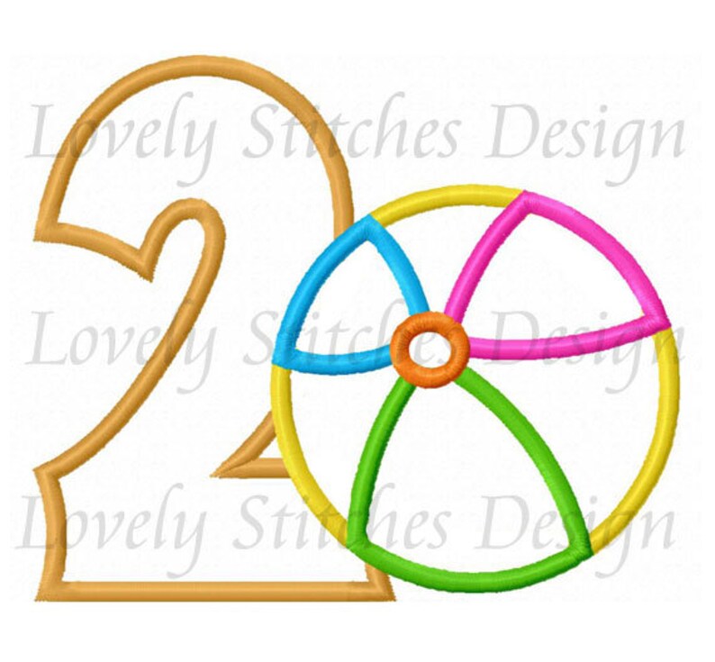 Beach ball number 2 Applique Machine Embroidery Design NO:0341 | Etsy