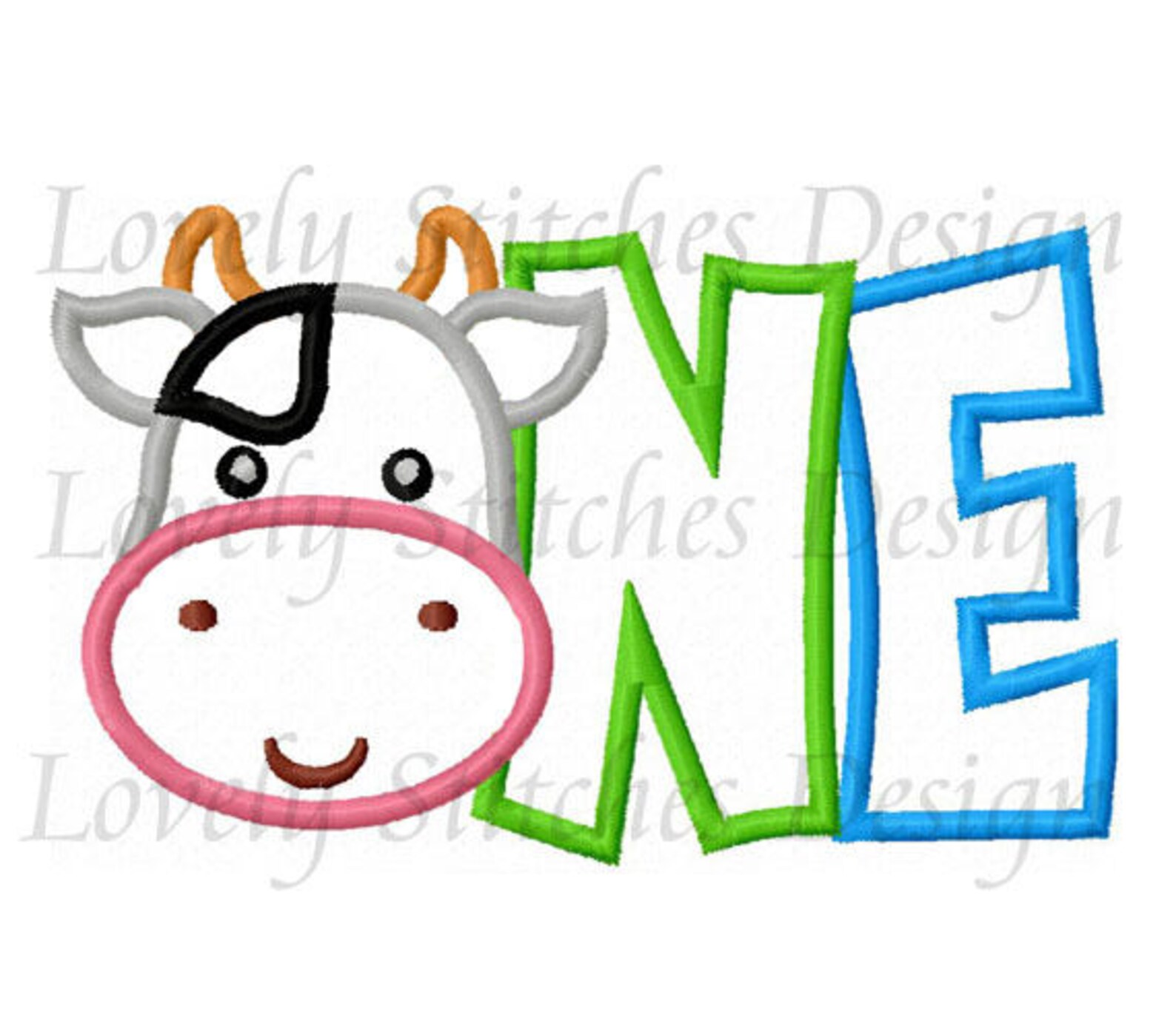 Cow Birthday Number ONE Applique Machine Embroidery Design NO:0605 - Etsy