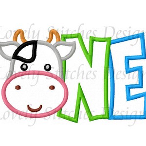 Cow Birthday Number ONE Applique Machine Embroidery Design NO:0605 - Etsy