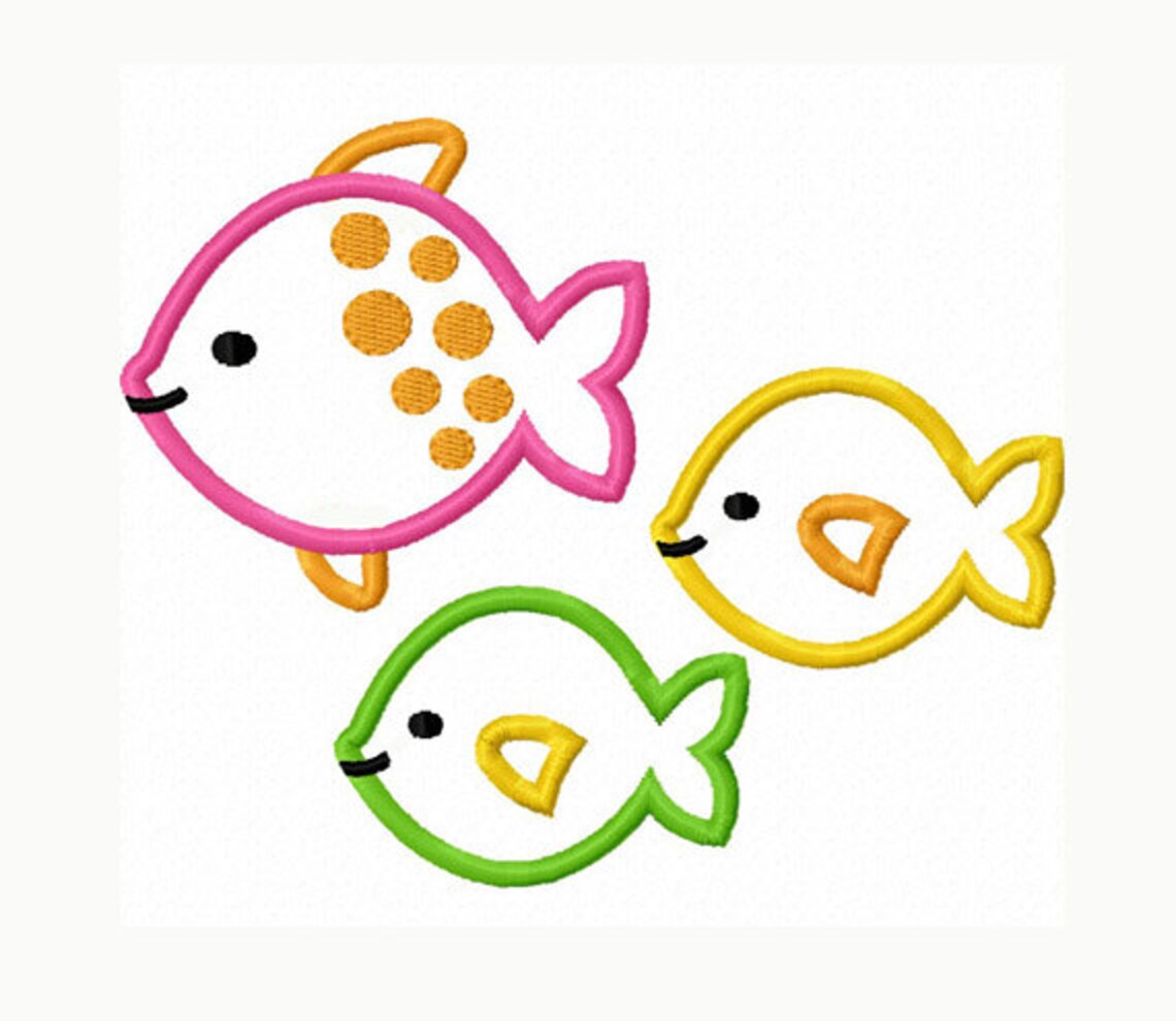 Three Fishes Applique Machine Embroidery Design NO:0030 - Etsy