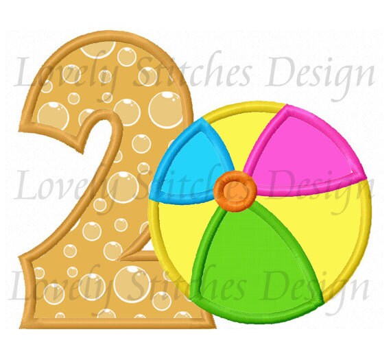Beach ball number 2 Applique Machine Embroidery Design NO:0341 | Etsy