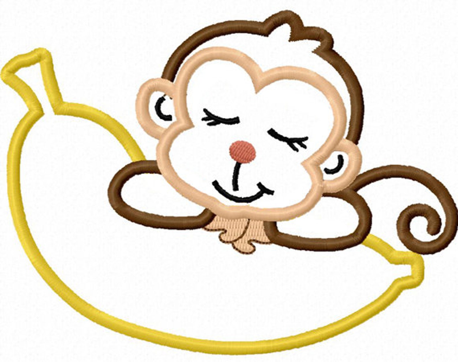 Sleep Monkey Applique Machine Embroidery Design NO:0018 - Etsy