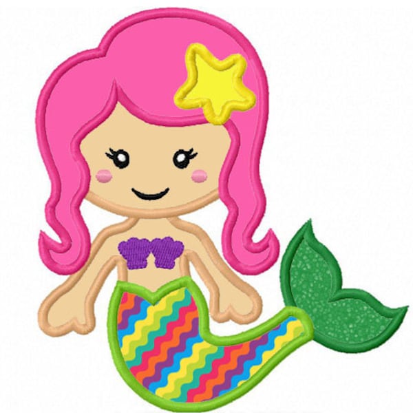 Mermaid Applique Embroidery Design - Etsy